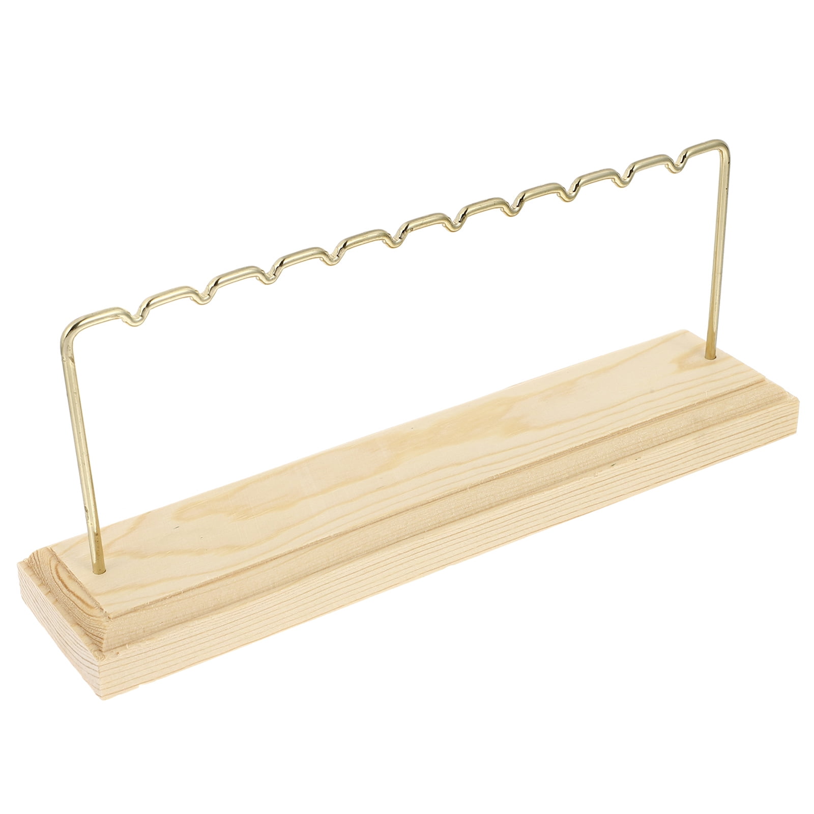 FOLOYORI 1Pack Wooden Jewelry Display Rack Golden Iron Earring Display ...