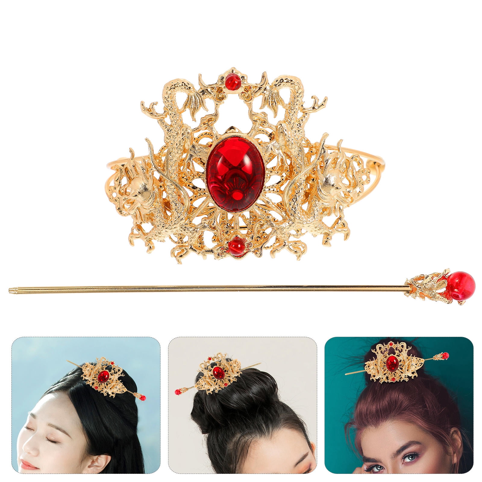 FOLOYORI 1Pcs Ancient China Female Hairpin Golden Iron Decorative Hair ...