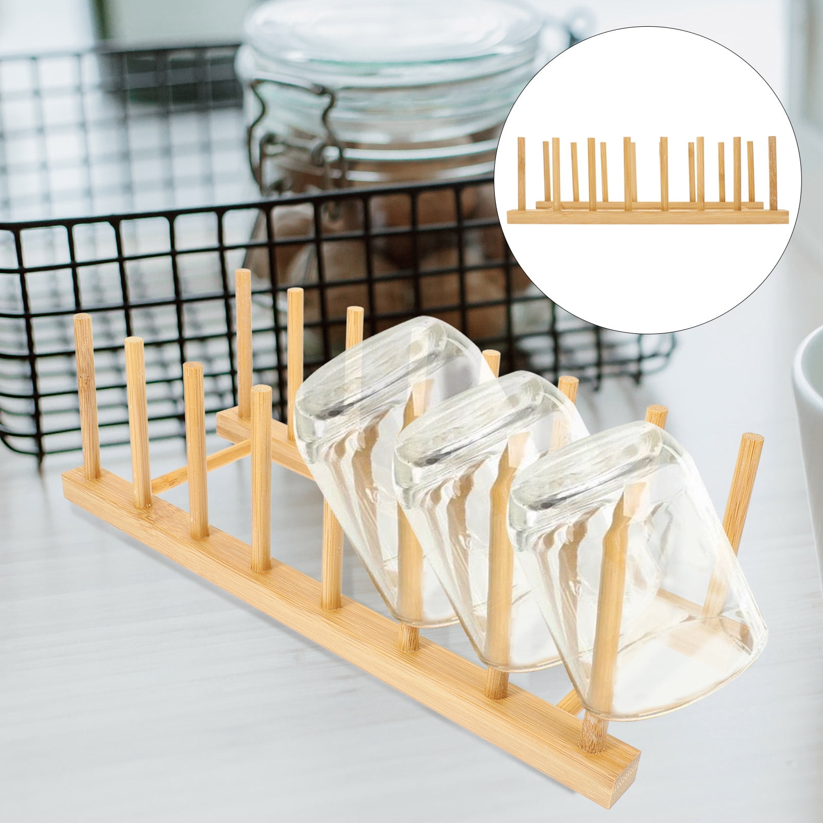 FOLOYORI 1Pcs Compact Dish Rack Bamboo Modern Design For Kitchen ...