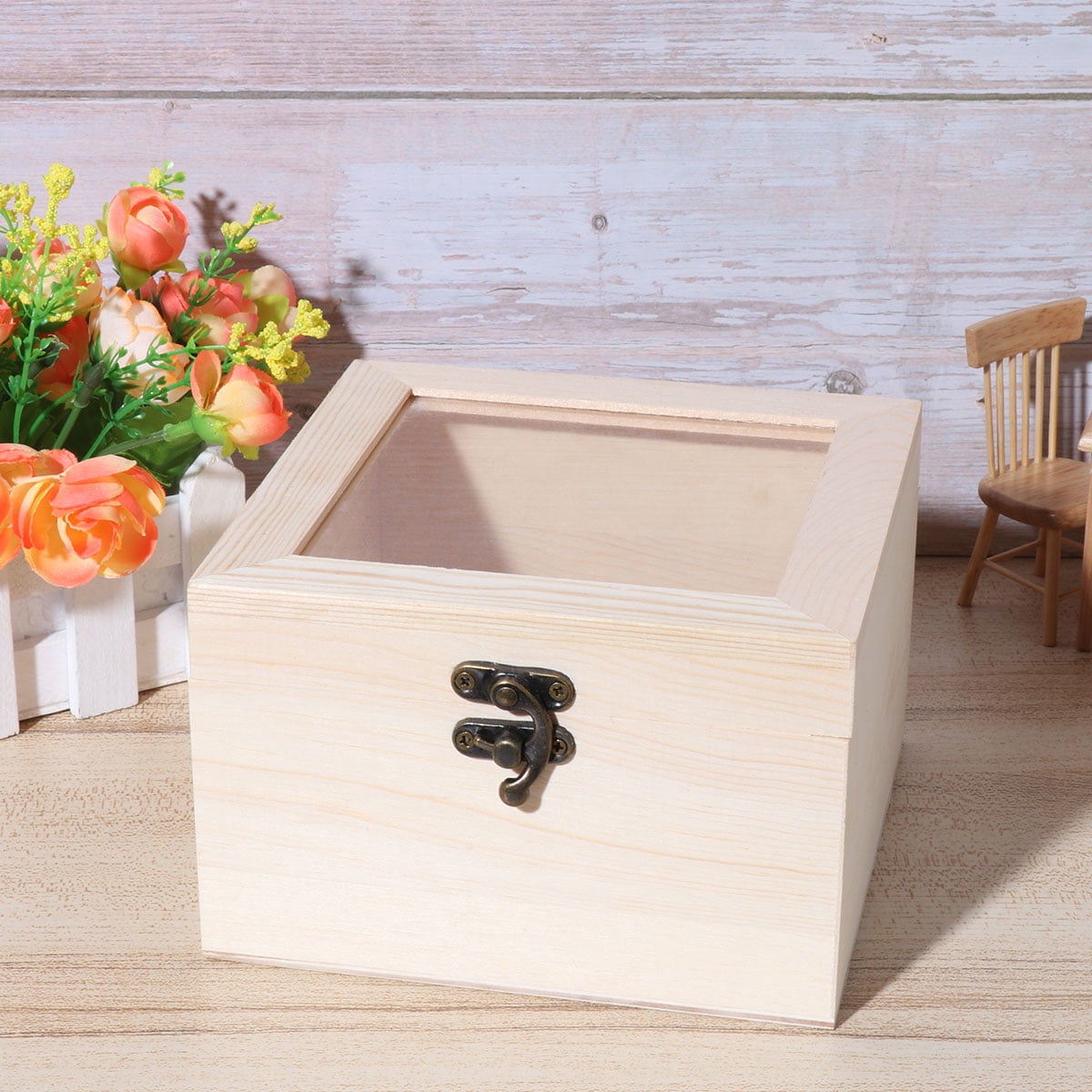 FOLOYORI 1Pcs Elegant Wood Small Box for Storage and Display of Flowers ...