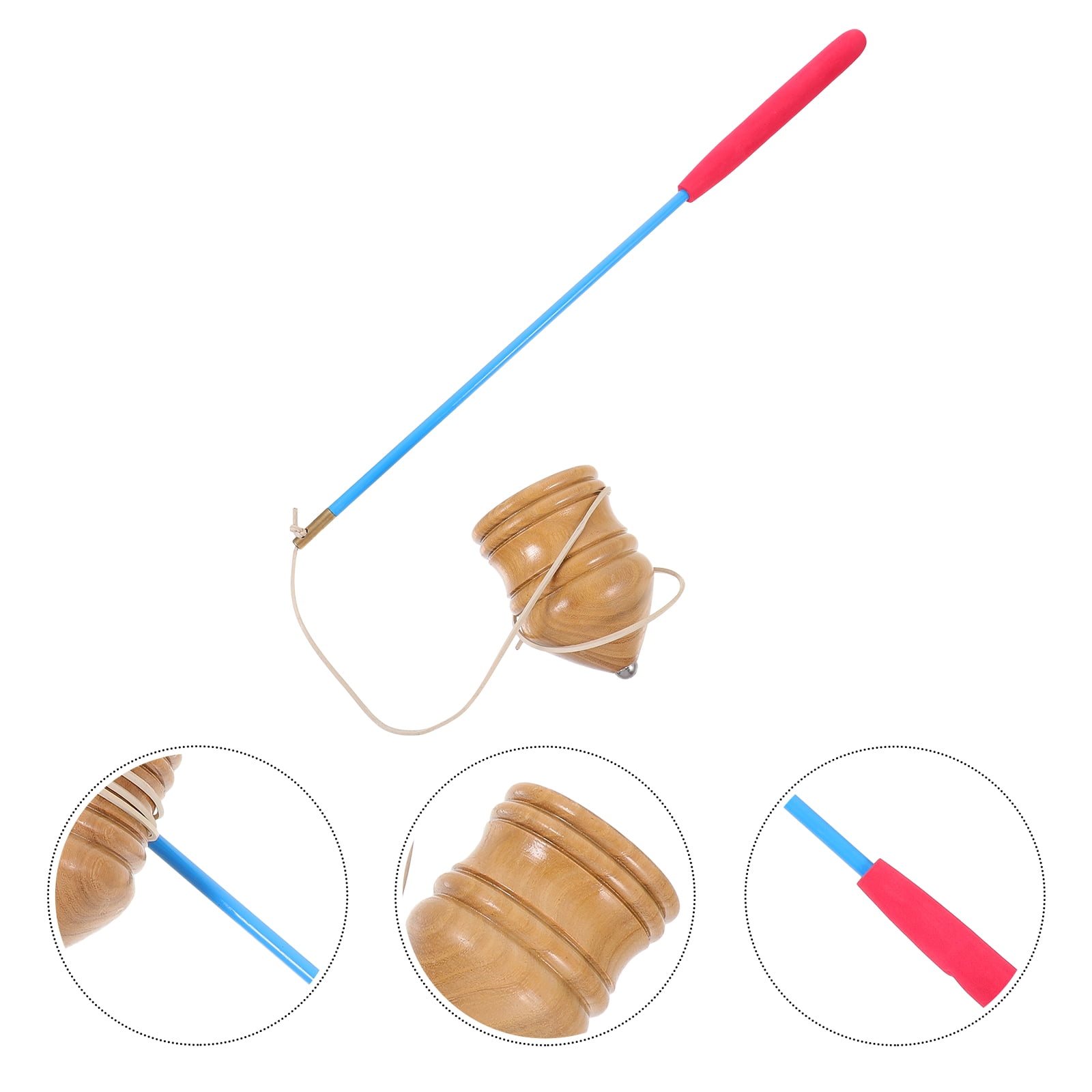 FOLOYORI 1Pcs Gyroscope Peg-Top Toy Elm Wood Round Top Spinning ...