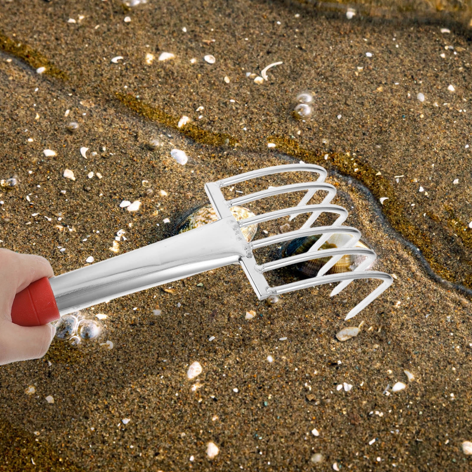 FOLOYORI Rake Shape Rake Stainless Steel 1Pack For Clamming And Shell ...