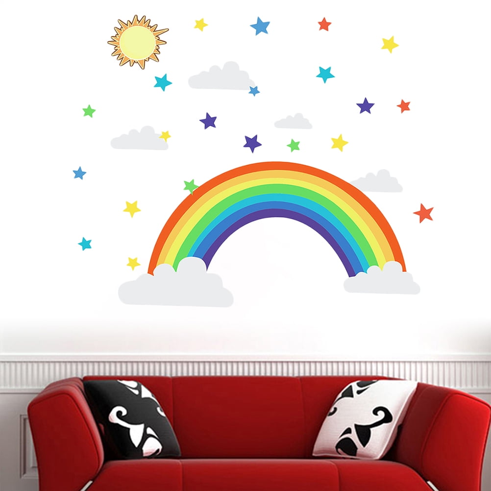 FOLOYORI 1Pcs Multi-colored Star Shape PVC Wall Sticker for ...