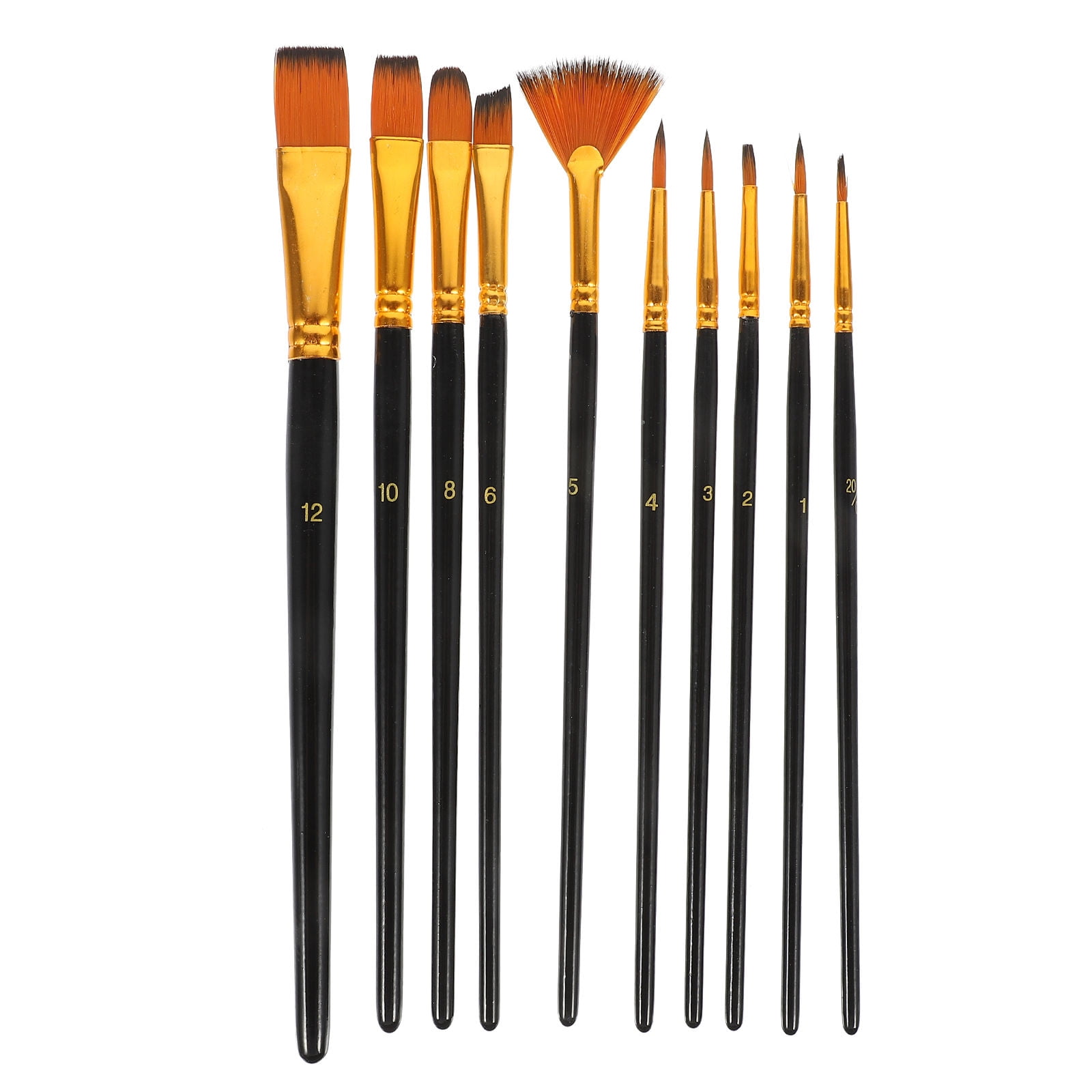FOLOYORI 1Set Black Nylon Wood Aluminum Paintbrush Set for Watercolor ...