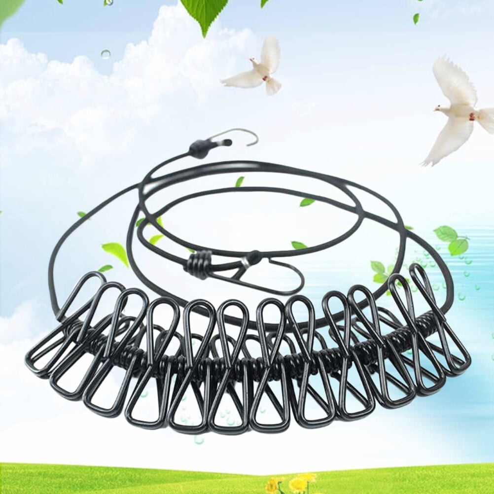 FOLOYORI 1Set Clothes Drying Rope Outdoor Portable Clothesline PVC Iron ...