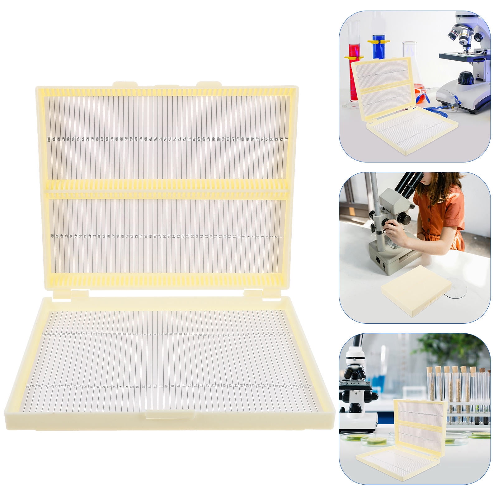 FOLOYORI 1Set Microscope Box for Specimen Storage with Numbered Slide ...