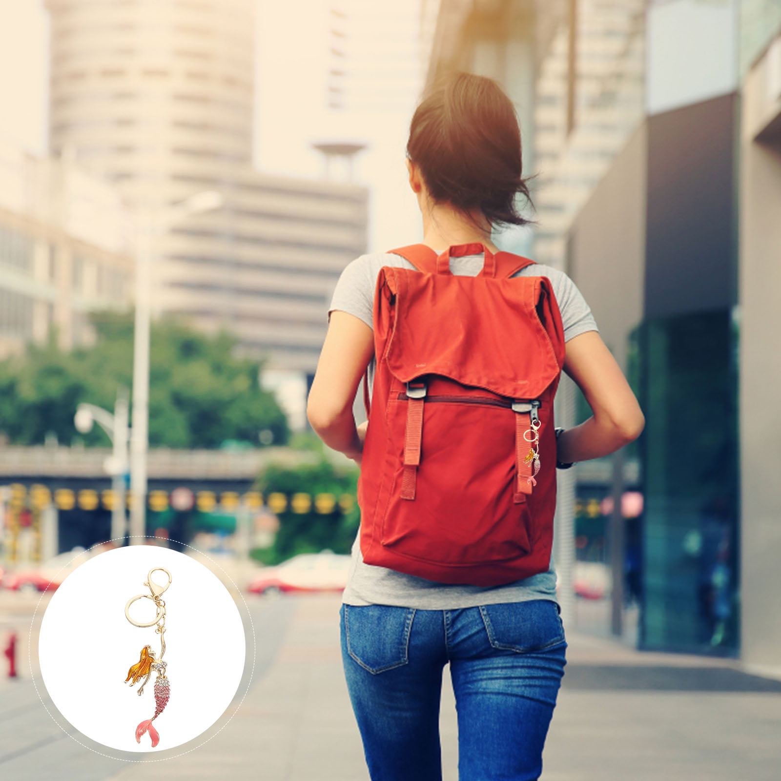 FOLOYORI 1Set Pink Metal Mermaid Key Decoration Marine Theme Keychain ...