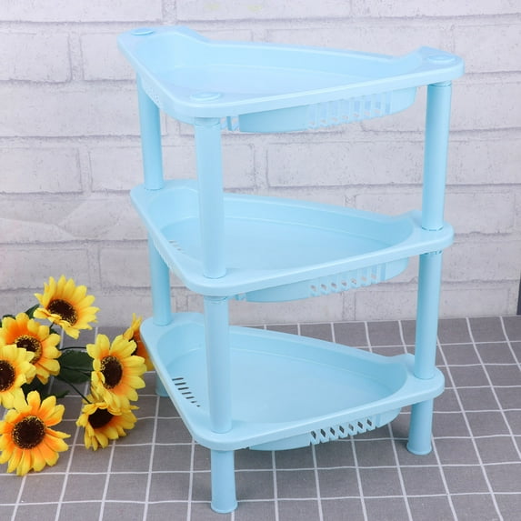 FOLOYORI 1Set Plastic Corner Shelf in Blue for Home and Bathroom ...