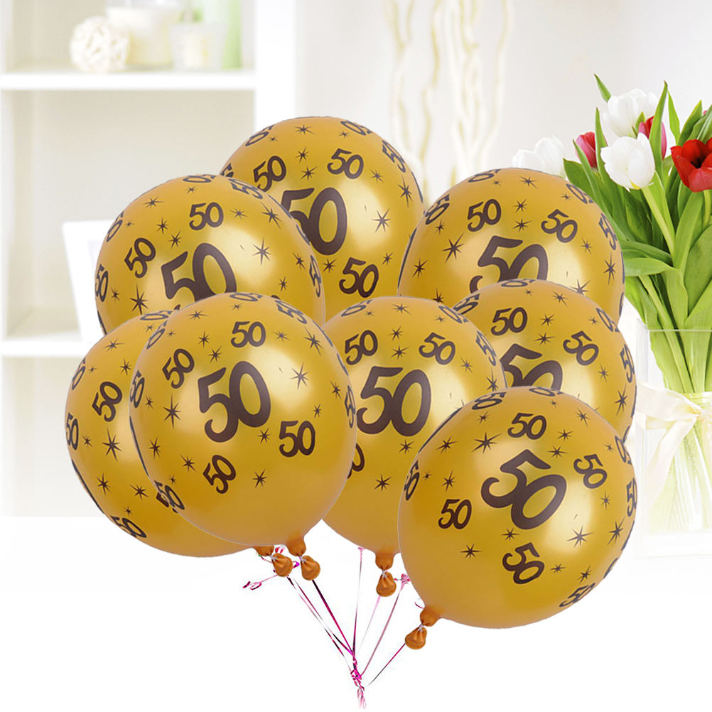 FOLOYORI 20 Pcs Gold Number 50 Latex Balloons for Birthday Balloon ...