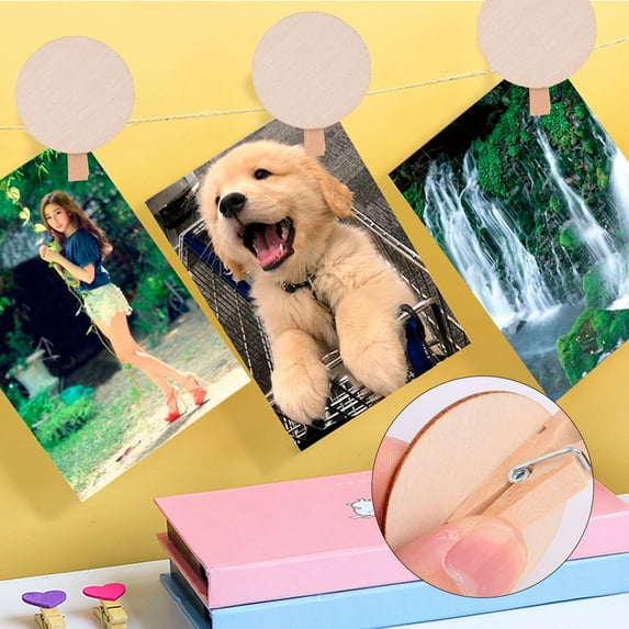 FOLOYORI 24Pcs Wood Photo Clamp with Creative Design for Hanging Photo ...