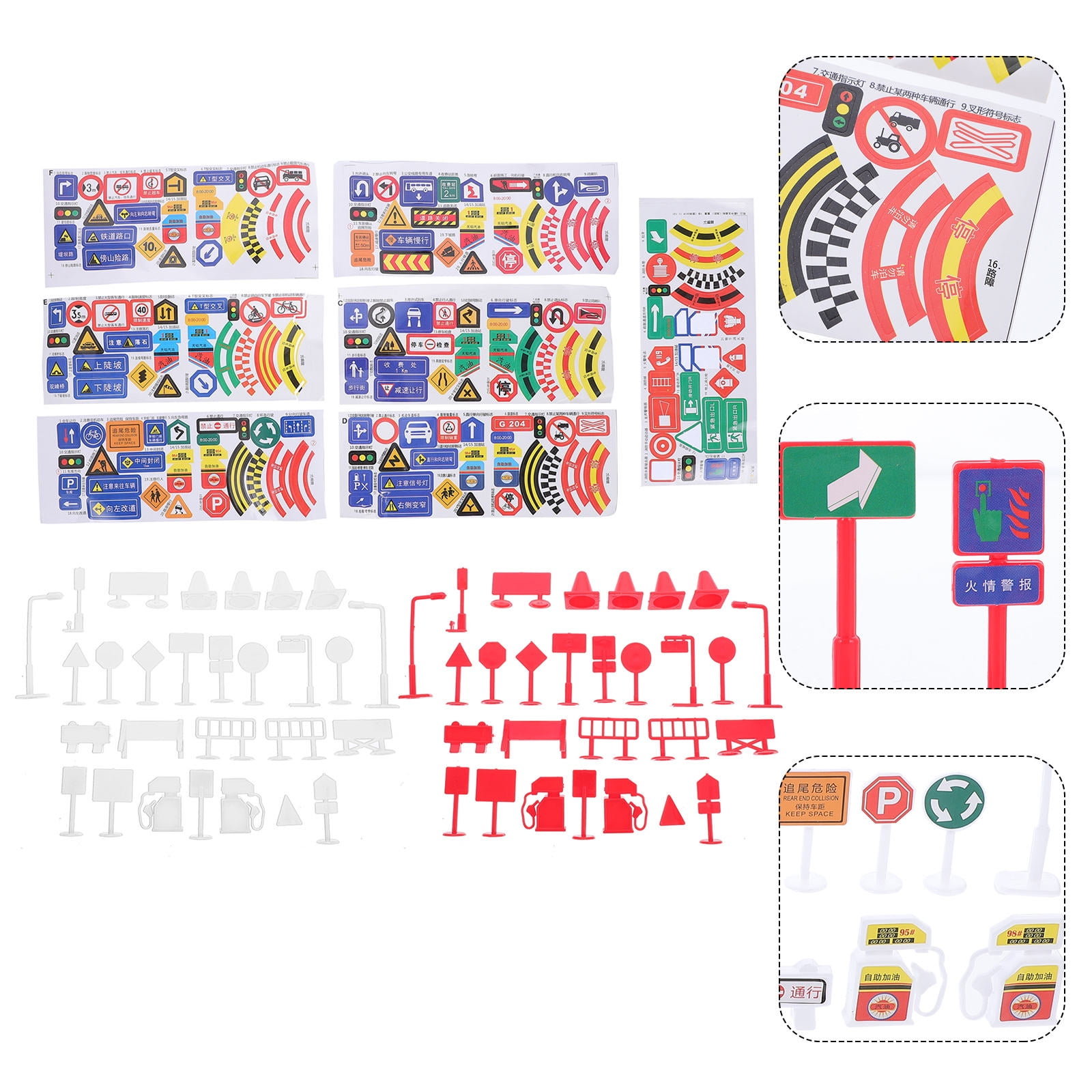 FOLOYORI 28 Pieces Kids Traffic Signs Simulation of Road Scene Plastic ...