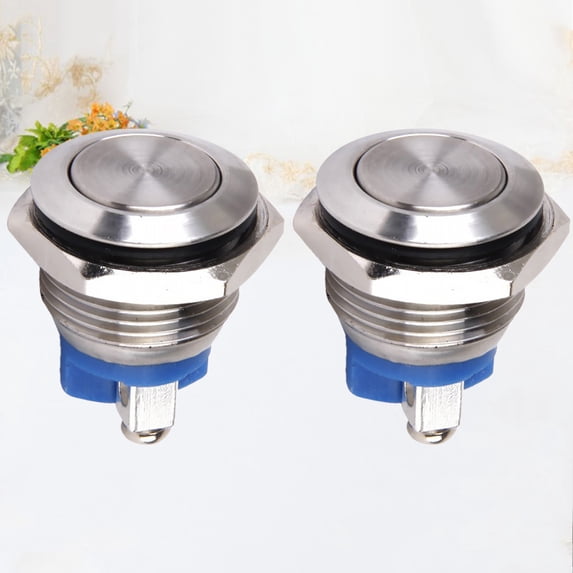 FOLOYORI 2Pcs Momentary Push Button for Waterproof Metal 0.9In Diameter ...
