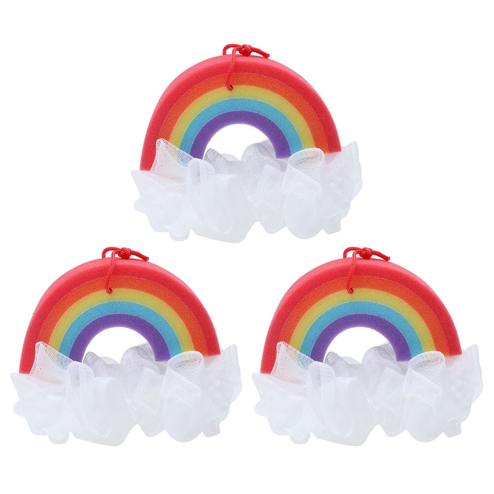 FOLOYORI 3Pcs Rainbow Shaped Bath Balls Sponge for Bathing Body ...