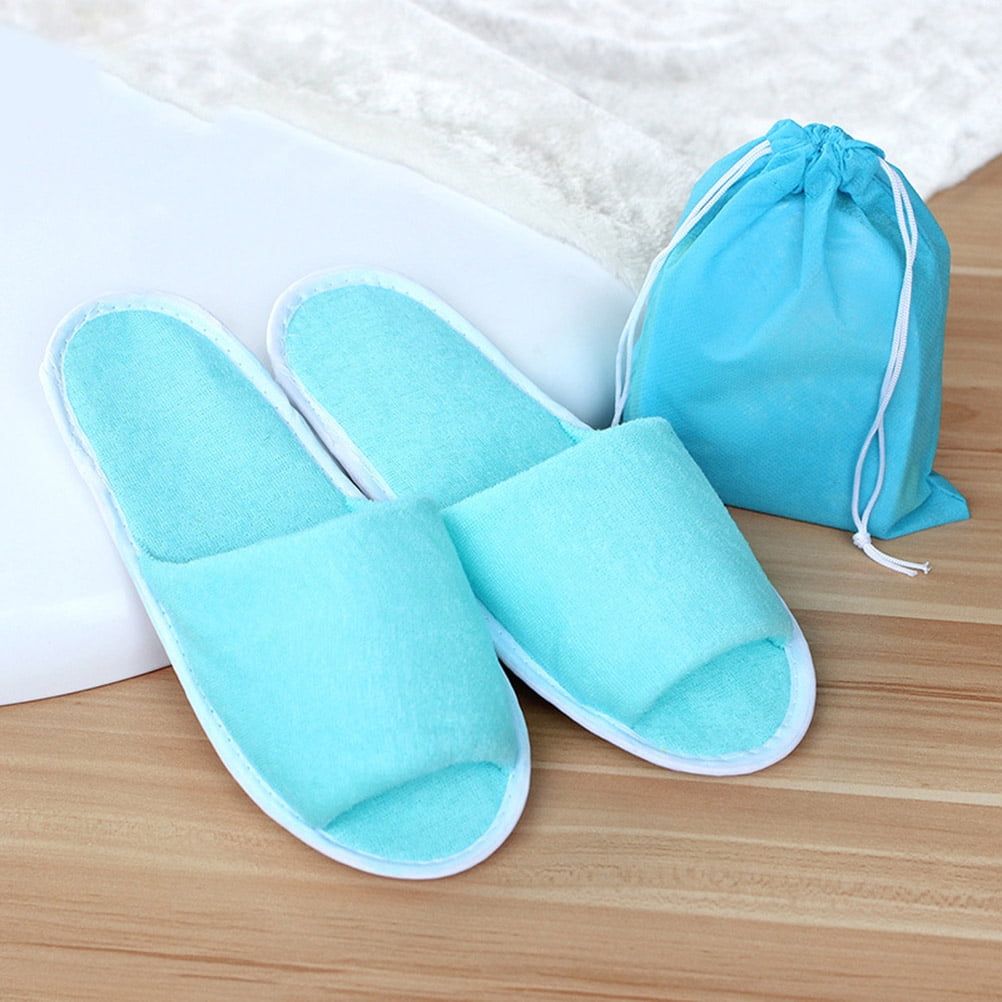 FOLOYORI 4 Pairs Disposable Slippers Pack Blue Color Toweling EVA ...