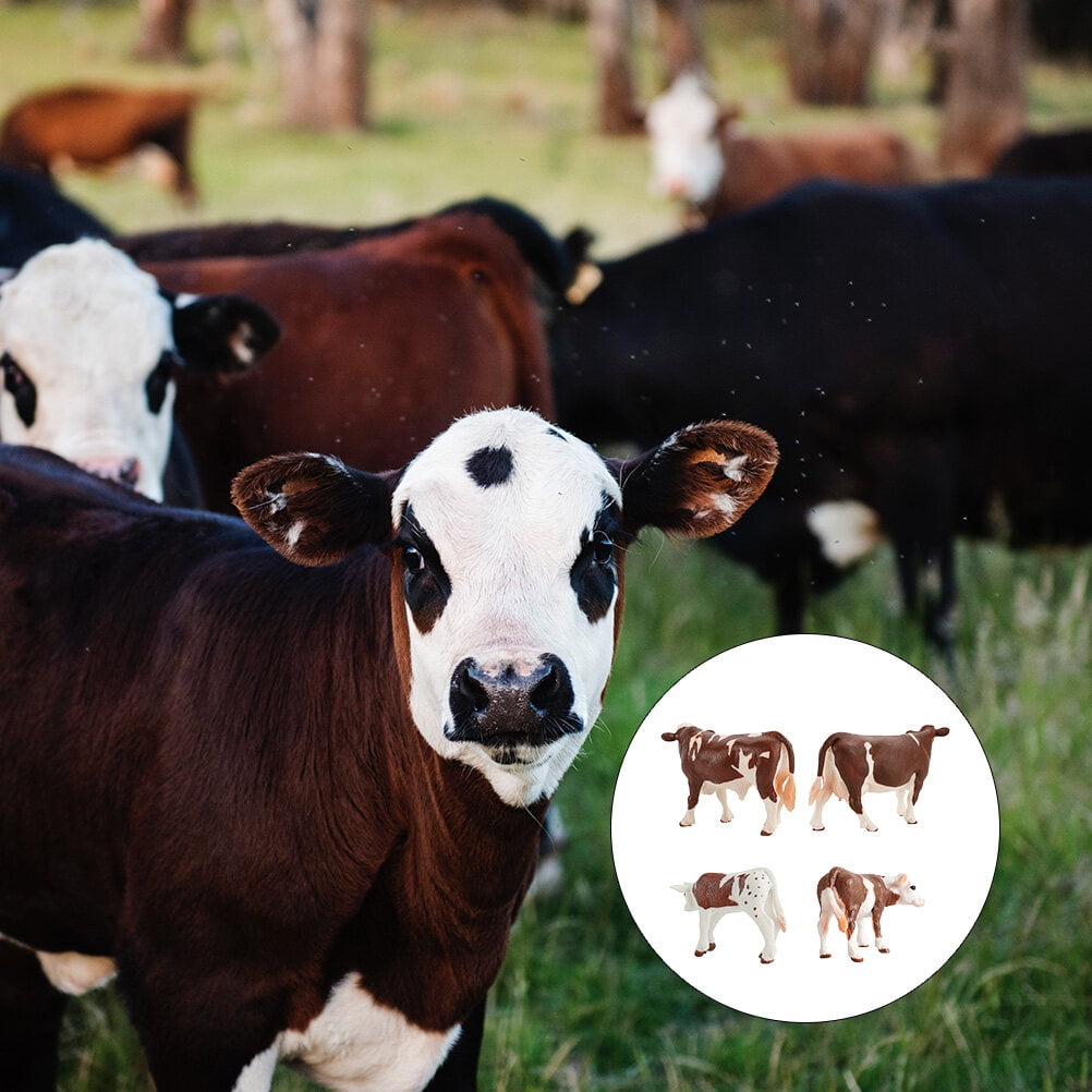 FOLOYORI 4Pcs Cow Suit Model PVC Realistic Farm Animals Children ...