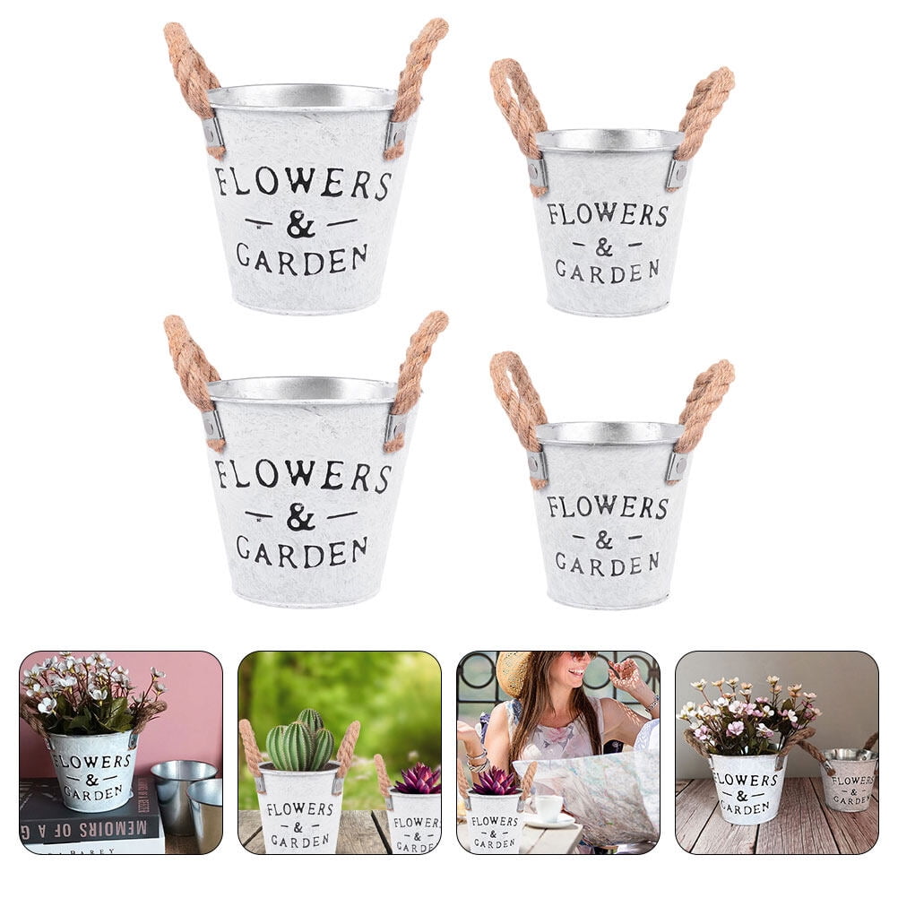 FOLOYORI 4Pcs Simple Chic Metal Flower Buckets for Home Decoration 13 ...