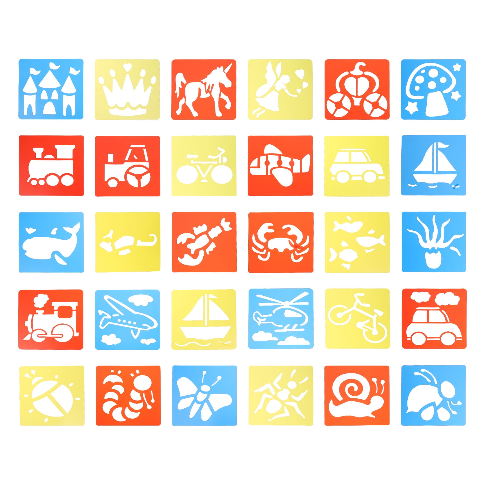 FOLOYORI 5Pack Multi-Function Painting Stencils Children Toys Drawing ...