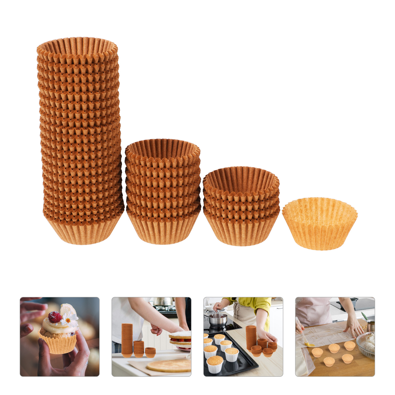 FOLOYORI Paper Cupcake Cases Simple Design Light Brown 1000pcs ...