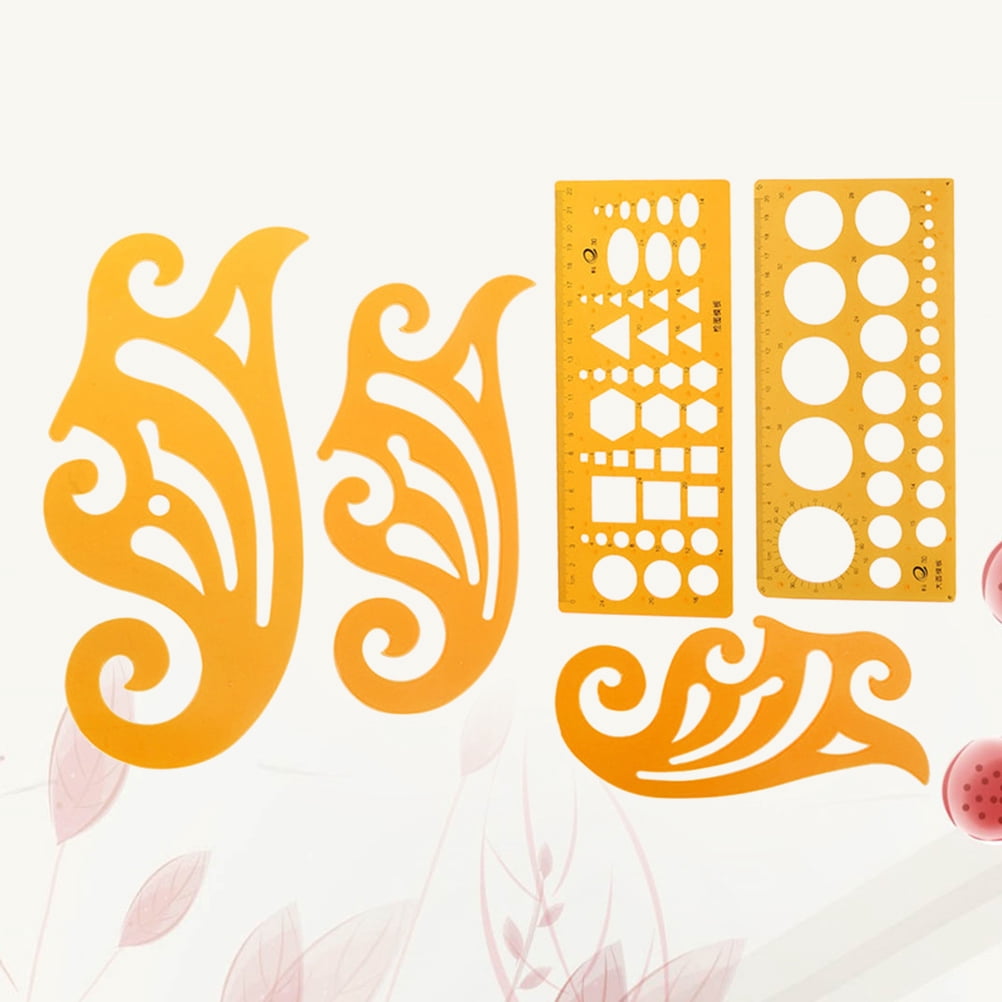 FOLOYORI 5Pcs Multipurpose Drawing Ruler Plastic Math Shape Drawing ...