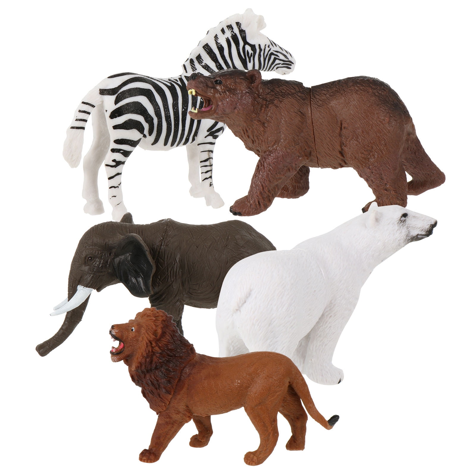 FOLOYORI 5Pcs Plastic Zebra Lion Elephant Desktop Decorations Small ...