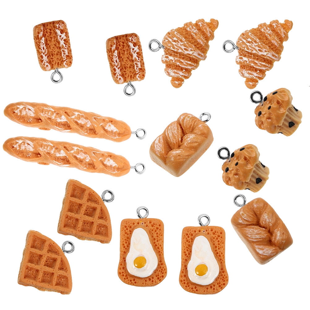 FOLOYORI Bread Shape Pendant Charms 60Pcs for DIY Projects Handcraft ...