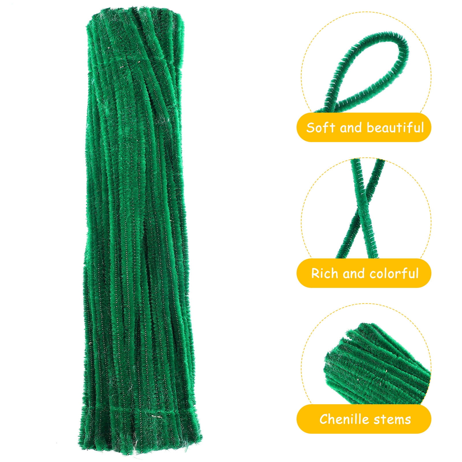 FOLOYORI Flexible Pipe Cleaners 200Pcs Twisted Chenille Stems Green for ...