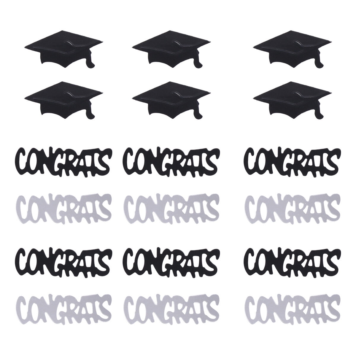 FOLOYORI Grad Caps Confetti Silver Black Plastic Graduation Party ...