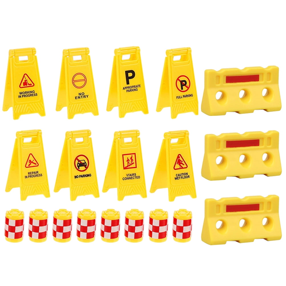 FOLOYORI Kids Traffic Play Signs 19Pcs Plastic Street Road Signs ...