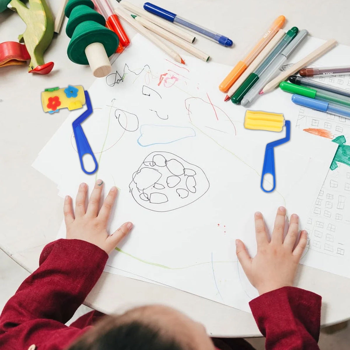 FOLOYORI Sponge Drawing Roller 8Set for Diy Tools School Art Lessons ...