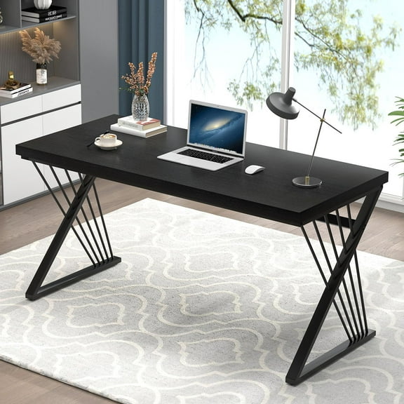 Laurel Modern Wood Credenza Office Desk with Computer Storage Drawers ...
