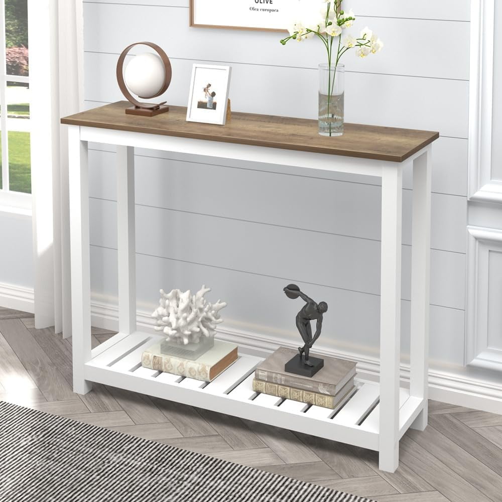 FOLUBAN Farmhouse Sofa Table, Rustic Vintage Console Table for Entryway ...