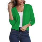 FOLUNSI Women's 3/4 Sleeve Cropped Open Front Cardigan Sweater for ...