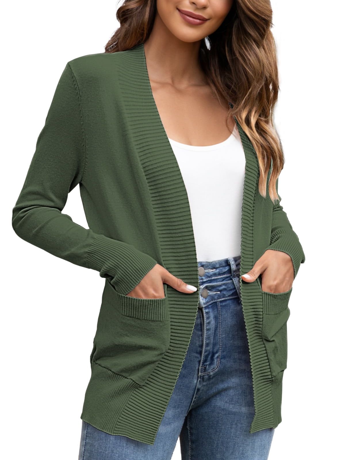 FOLUNSI Women's Cardigan Casual Lightweight Knit Cardigan Sweaters of ...