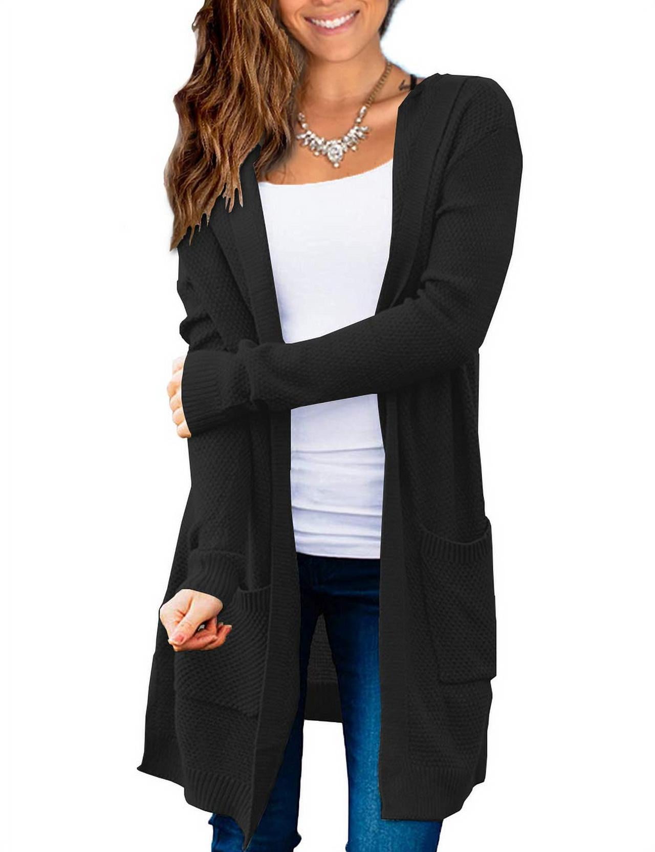 FOLUNSI Women's Cable Knit Hoodie Cardigan Sweater with Pockets S-XL ...