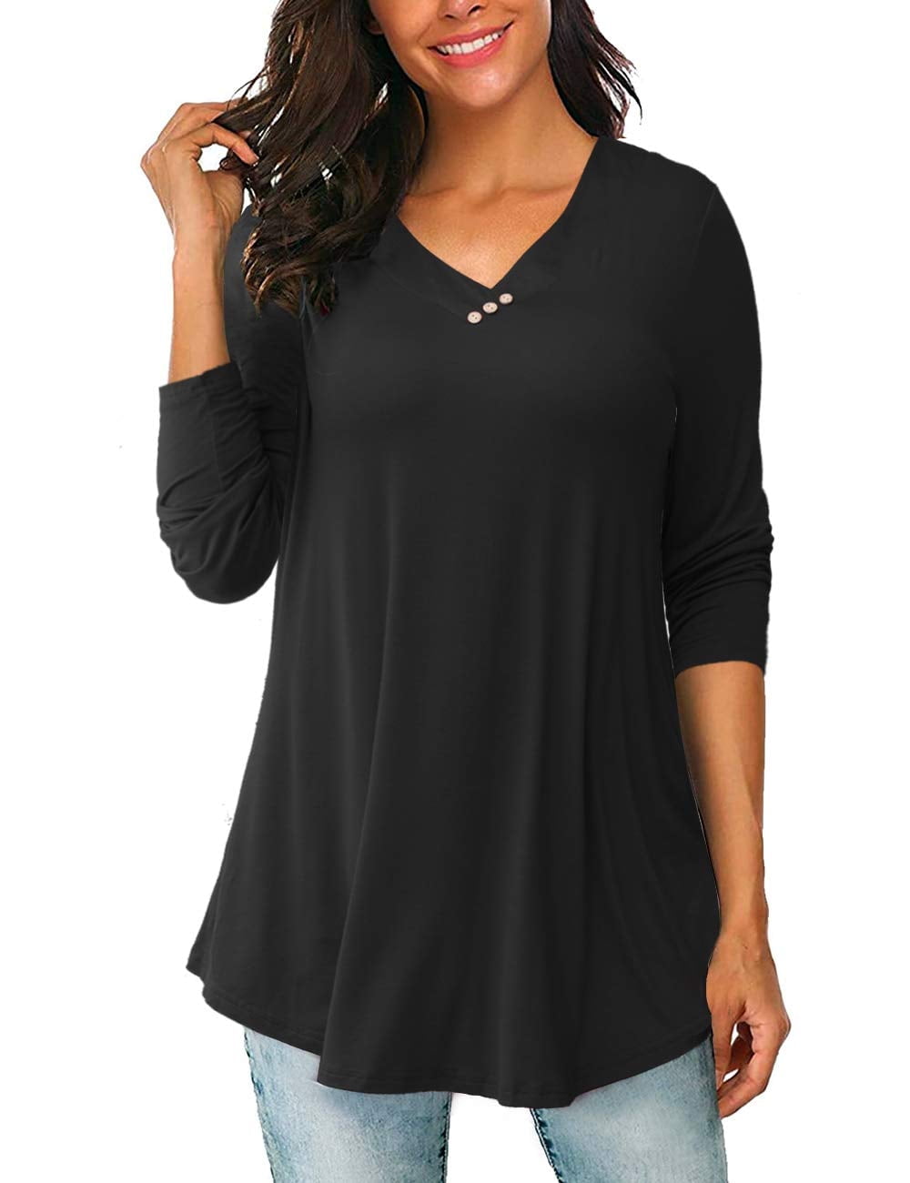 FOLUNSI Women's Plus Size Tops Casual Blouses Long Sleeve Flowy Tunic ...