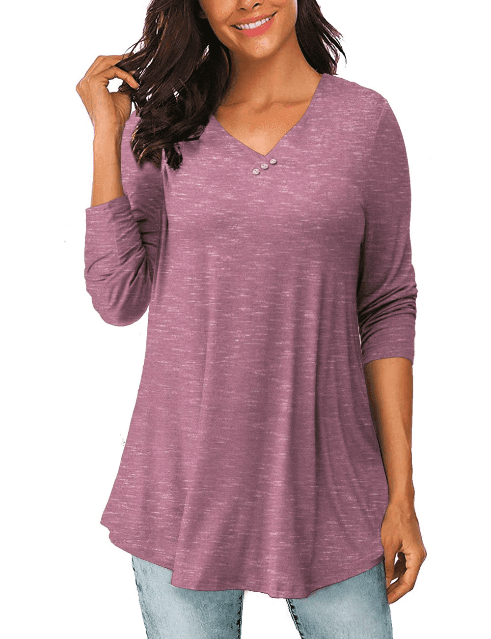 FOLUNSI Women's Plus Size Tops Casual Blouses Long Sleeve Flowy Tunic ...