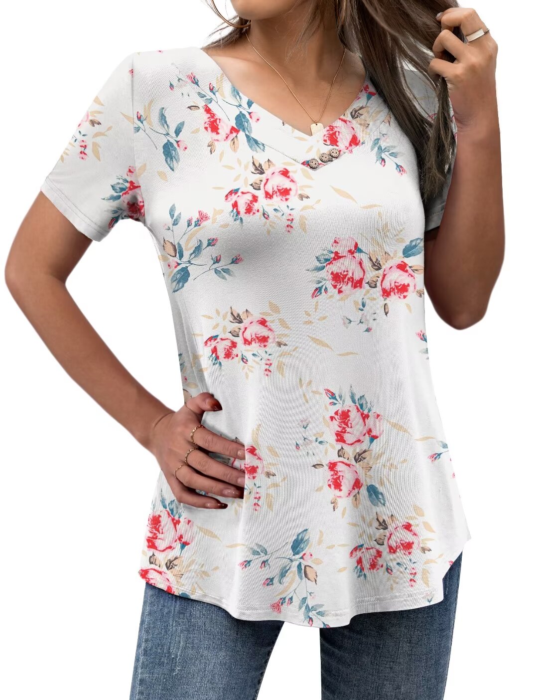 FOLUNSI Women's Plus Size Tops Short Sleeve Blouses Flowy Tunic Tops M ...