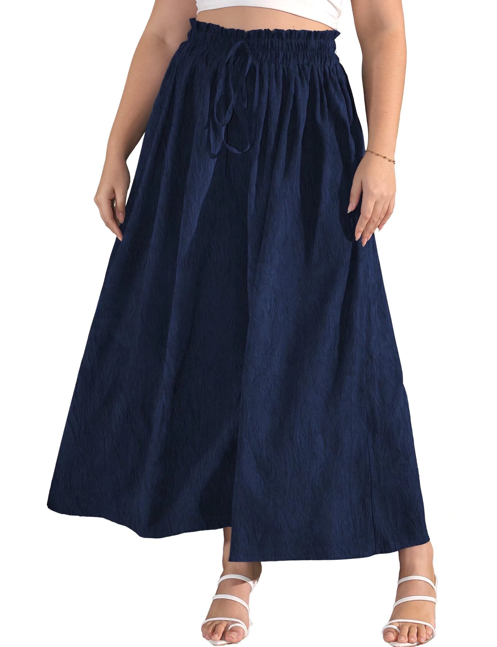FOLUNSI Culottes Woven Pants - Wide Leg, High Waist, Casual - Women's ...