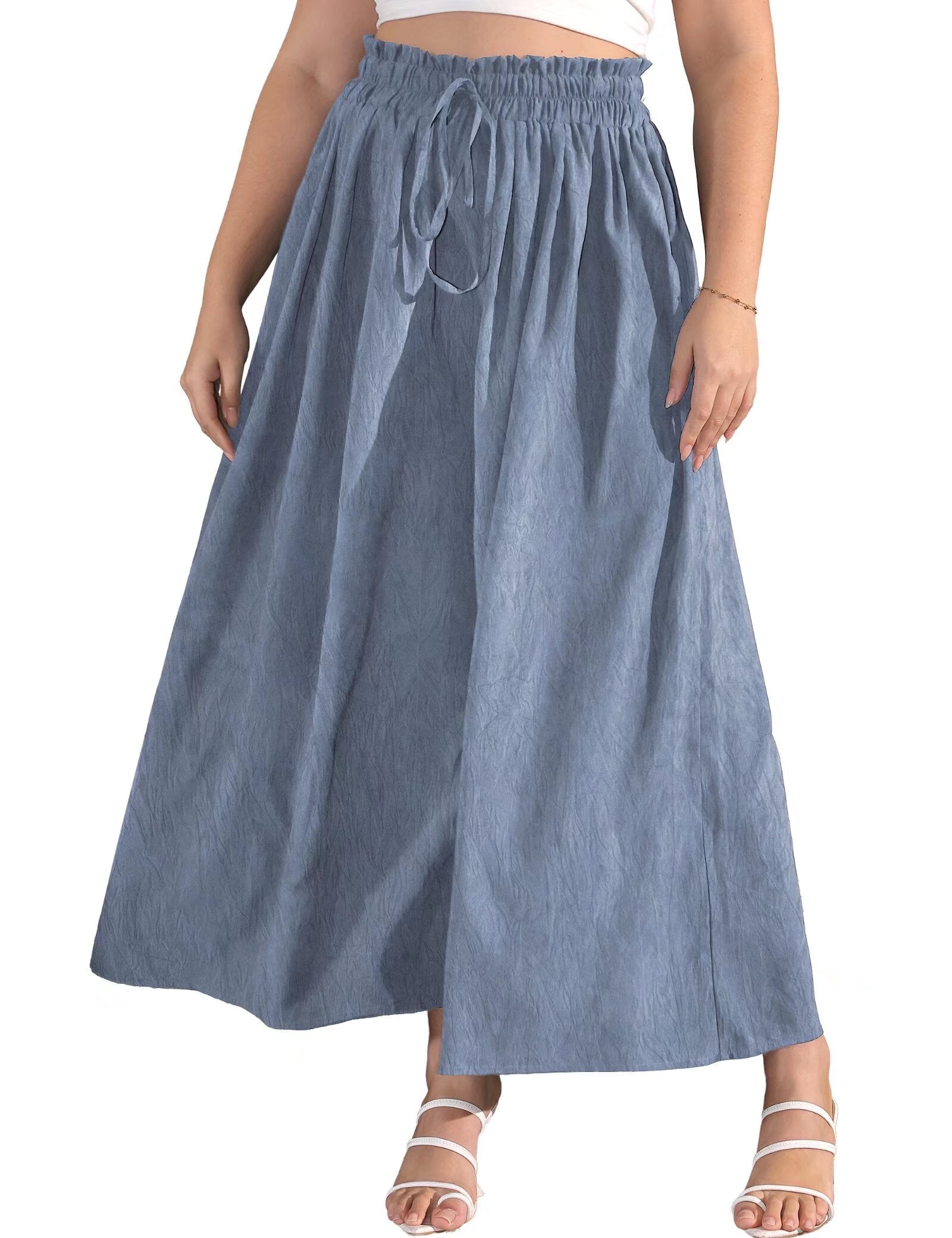 FOLUNSI Women's Plus Size Wide Leg Pants Casual Loose High Waist ...