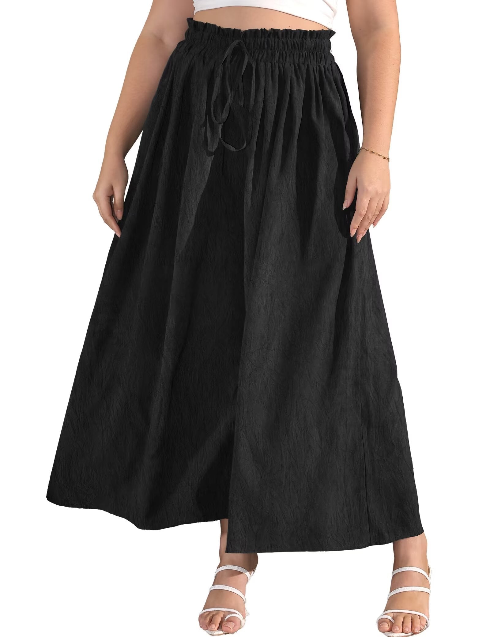 FOLUNSI Culottes Woven Pants - Wide Leg, High Waist, Casual - Women's ...