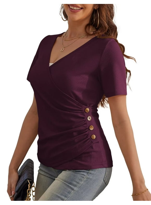 Plus Size V Neck Tops