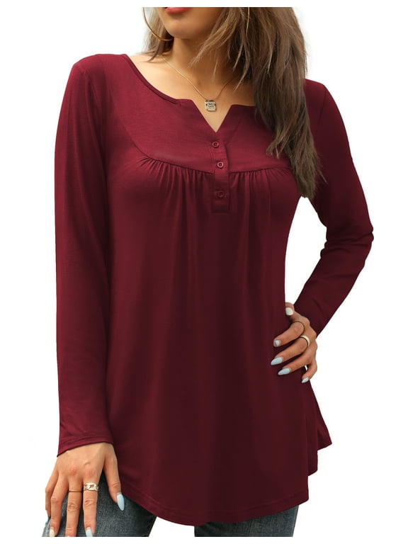 LARACE Womens Plus Size Long Sleeve Tops Tunic Tops Casual Floral ...