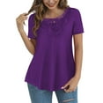 Folunsi Womens Plus Size Tops Short Sleeve Shirts Blouses Lace Pleated Tunic Tops M 4xl
