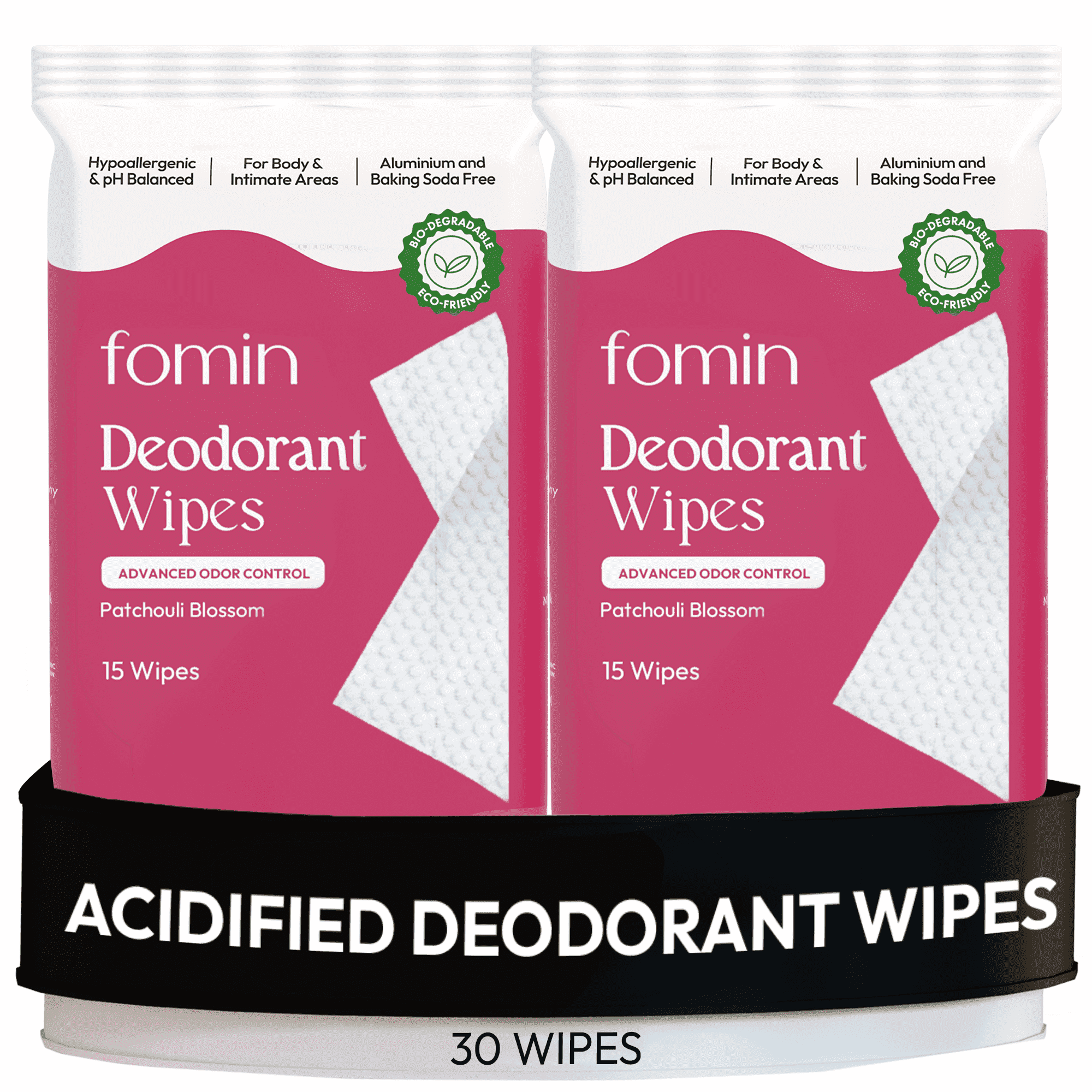 FOMIN Acidified Deodorant Wipes For Women - 30 Count - Patchouli ...