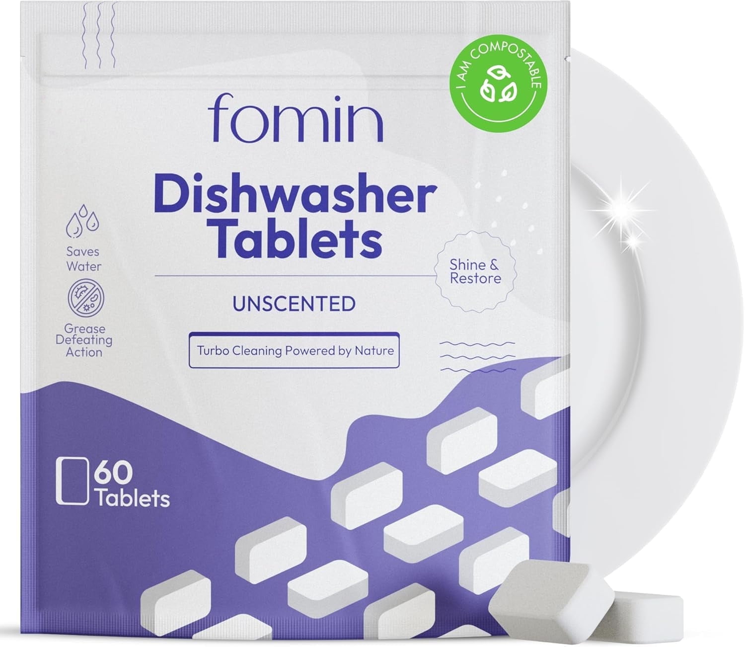 Fomin Dishwasher Detergent Tablets, Odor Eliminator, Deep Clean ...