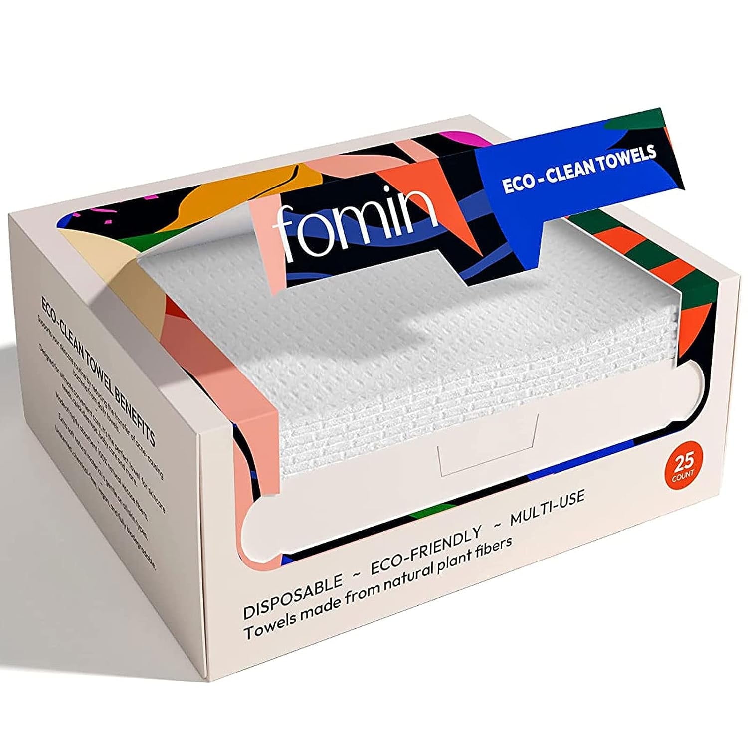 FOMIN Disposable Face Towels - 25 Count (1 Pack) 100% Biodegradable ...