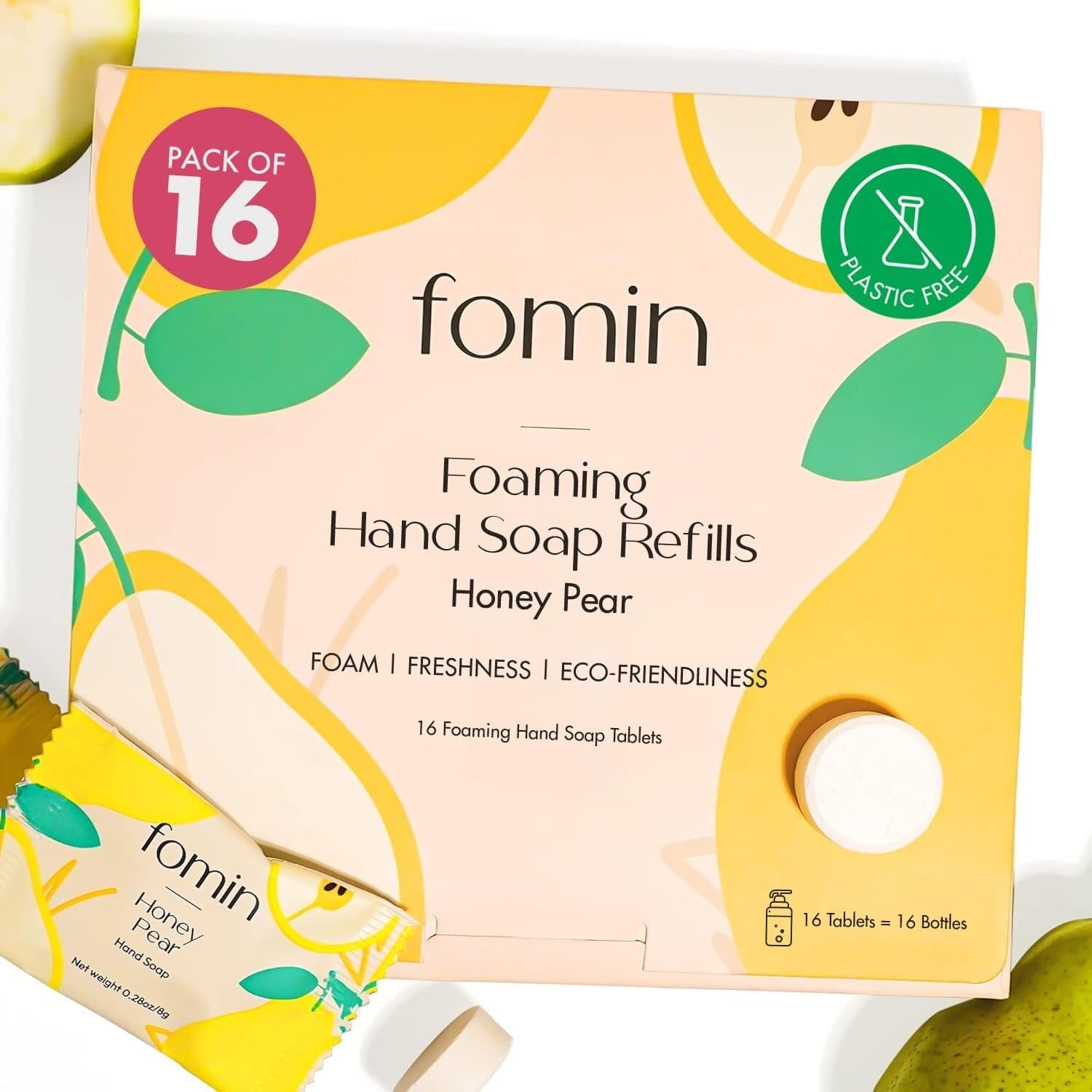 FOMIN Foaming Hand Soap Tablet Refills (16 Count) - Makes 128 fl oz (16 ...