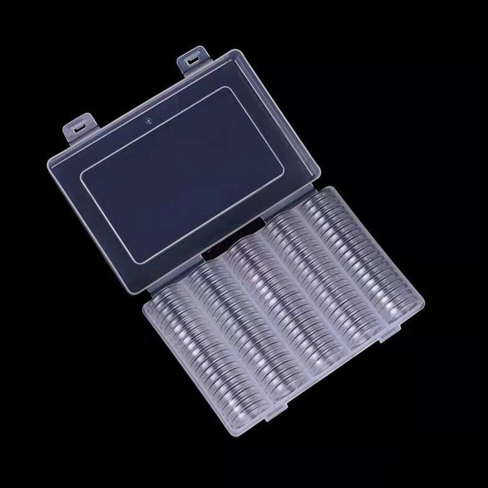FOMIYES 100 Pcs Storage Case with Compartments for Coins Clear Capsules ...