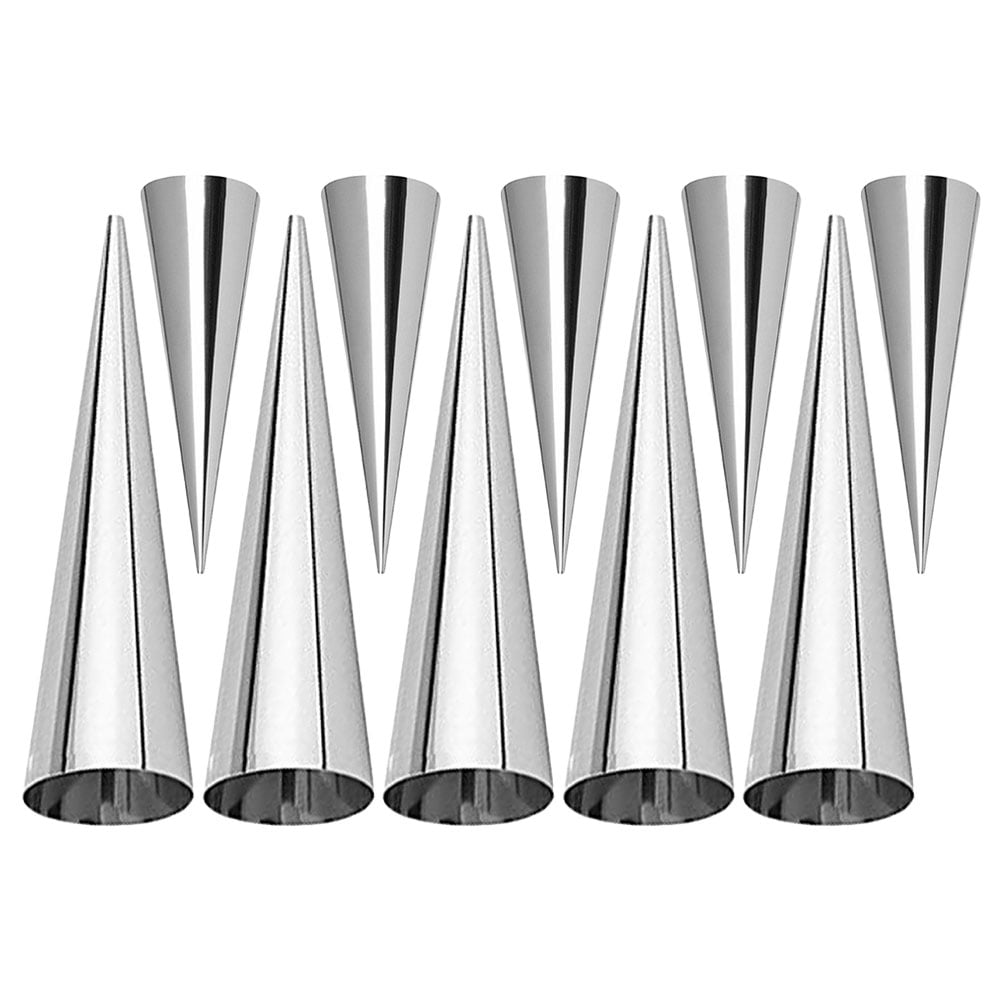 FOMIYES 10Pcs Stainless Steel Pastry Cream Horn Molds Conical Tube Cone ...