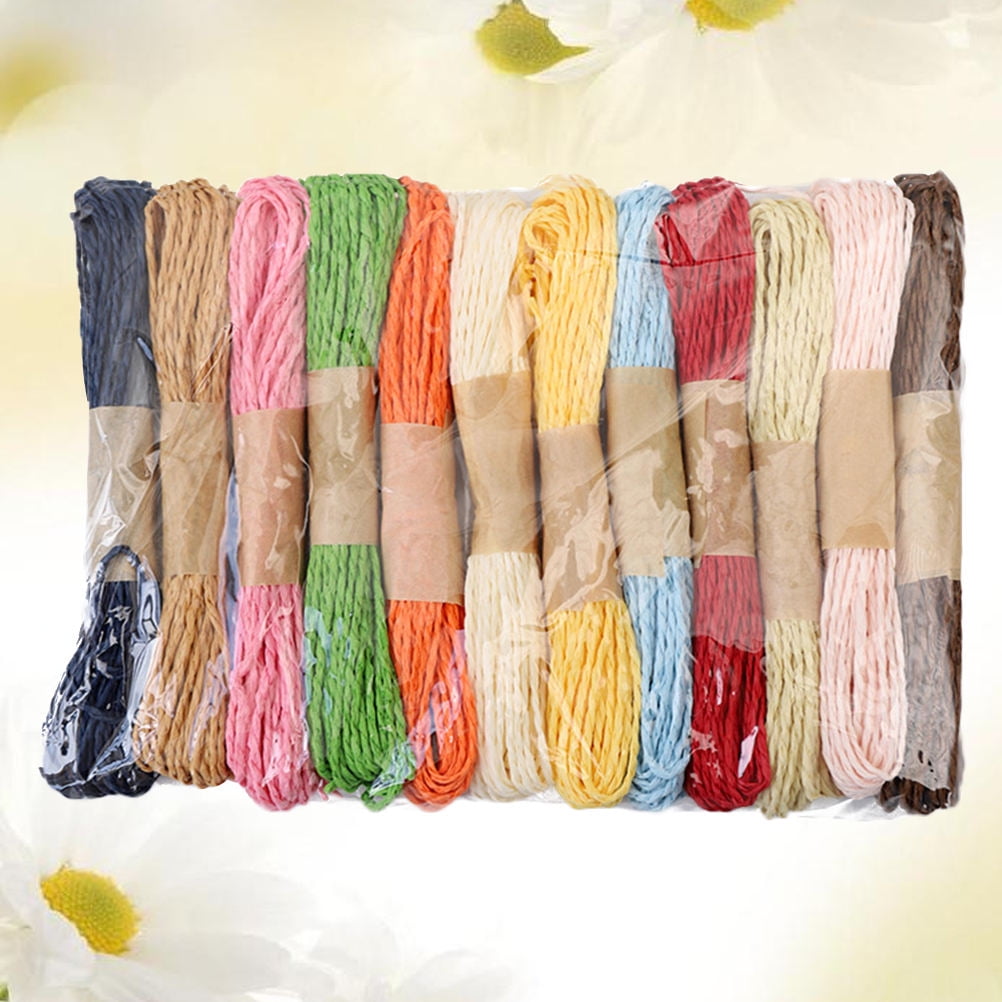 FOMIYES 12 Roll Rope Paper Colored Twisted Raffia Ribbons for Crafts ...